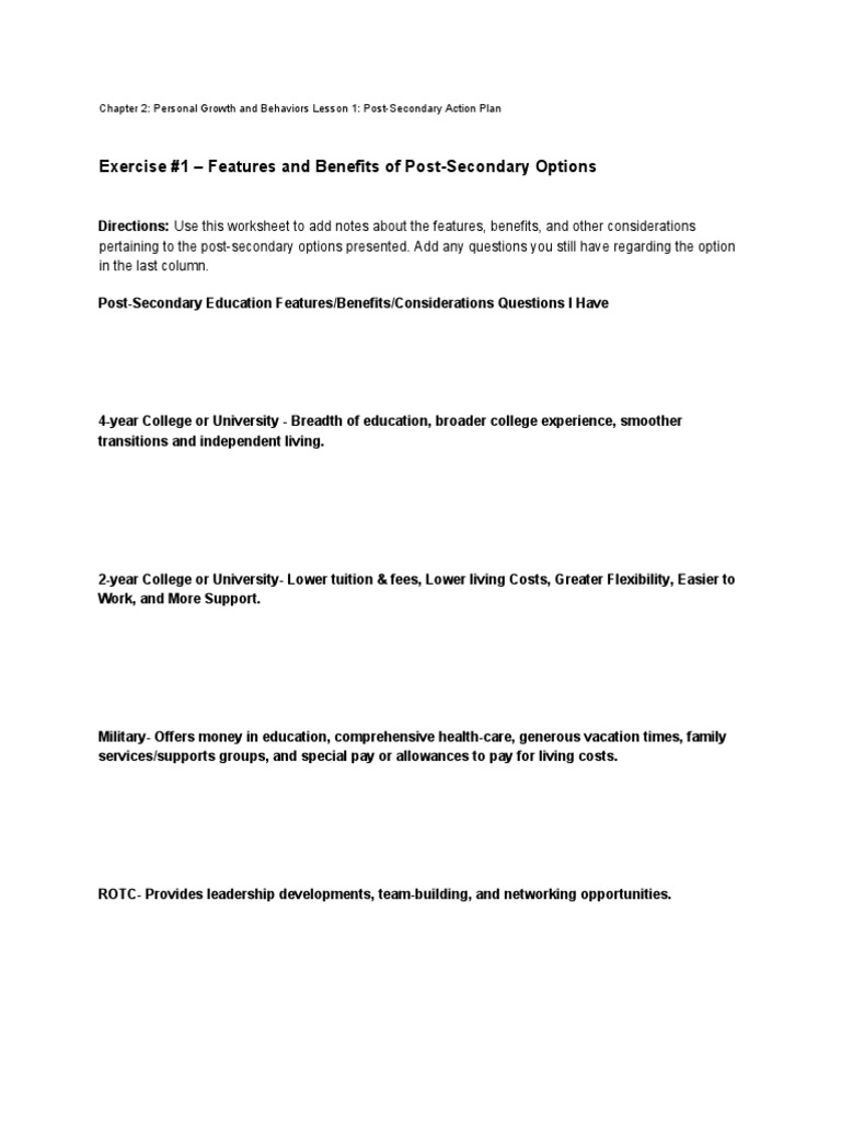 Post-Secondary Options Overview | PDF | Career & Growth | Business