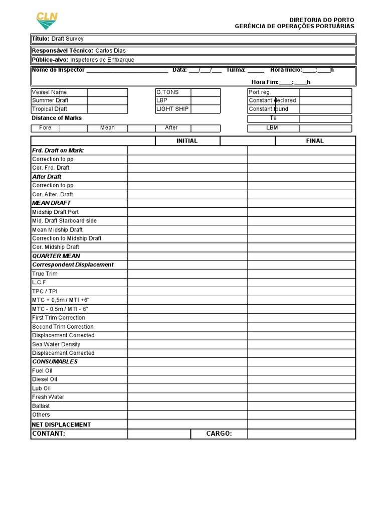 Draft Survey Report Template | PDF | Navigation | Shipbuilding