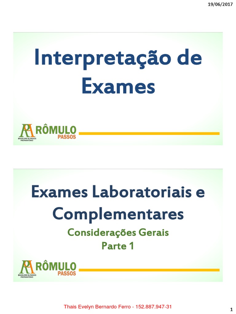 Exames Laboratoriais - PDF Versão 1 | Infecção | Médico
