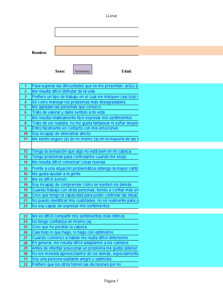 TEST Vero COMPLETO BARON | PDF | Experiencia subjetiva | Acción (filosofía)