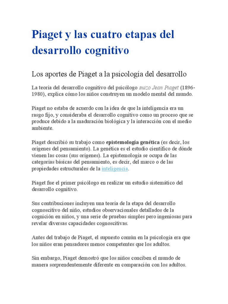 Psicologia Cognitiva Teorias de Jean Pieage Bigosky y Bruner | PDF ...