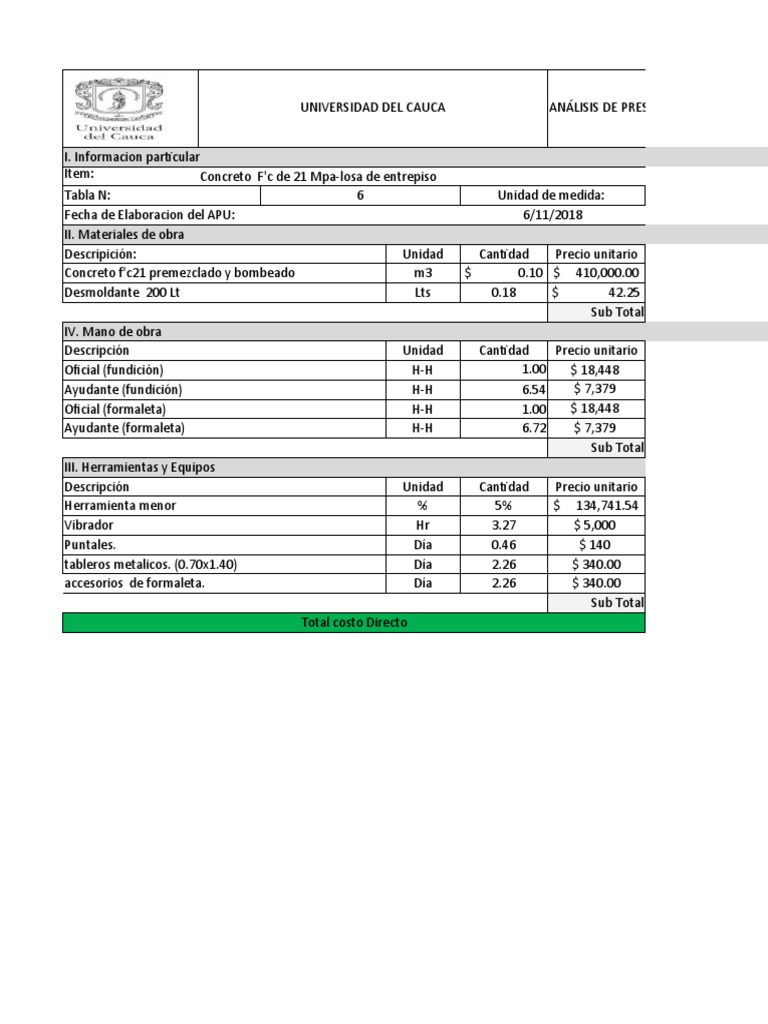 FORMATO APU Definitivo Otro | PDF | Science | Ciencia y Tecnología