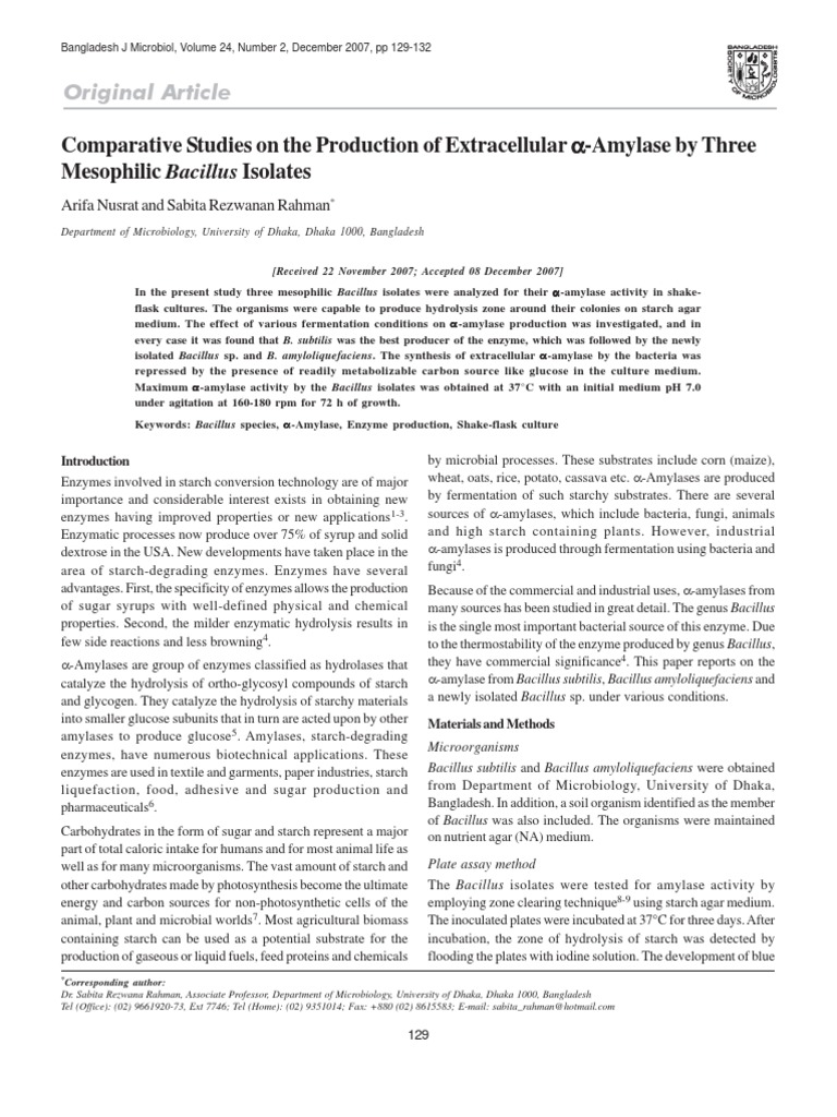 Mesophil | PDF | Bacillus | Starch