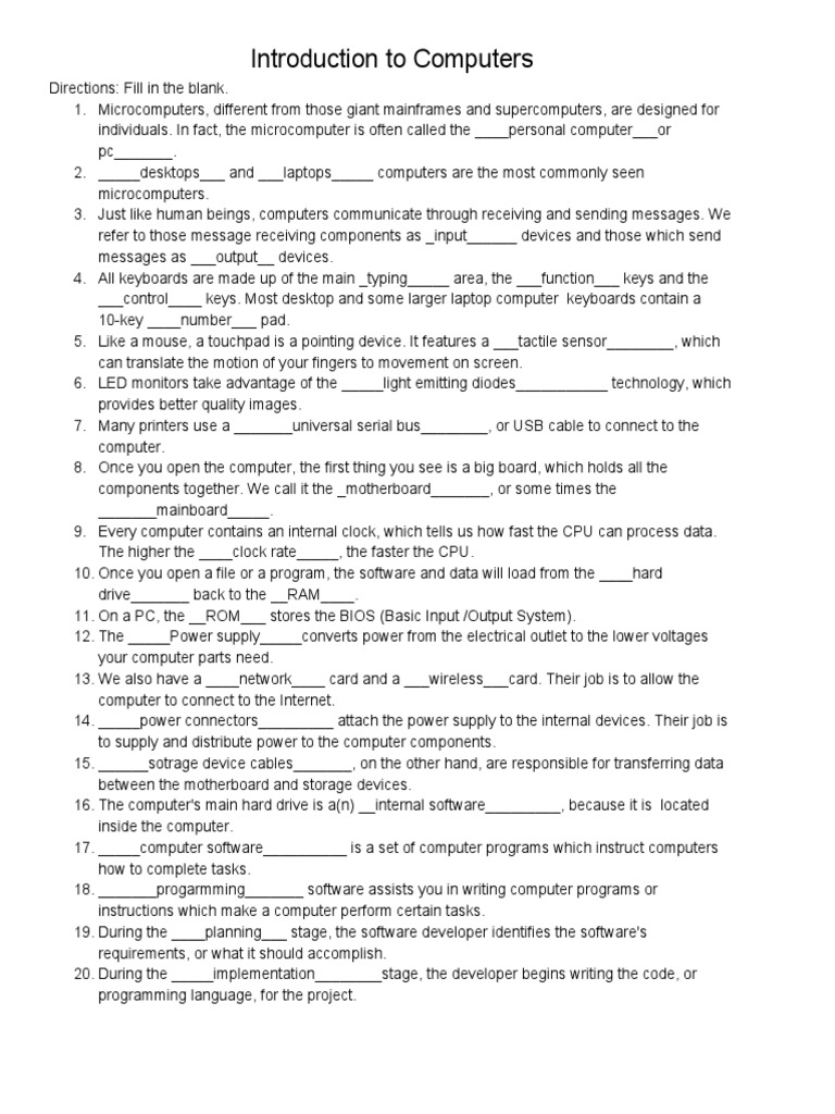Introduction To Computers | PDF | Microcomputers | Computer Program