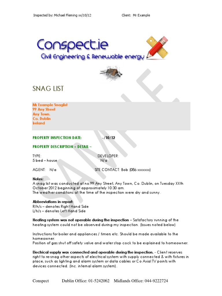 Snag List Template Format | PDF | Bathroom | Ventilation (Architecture)