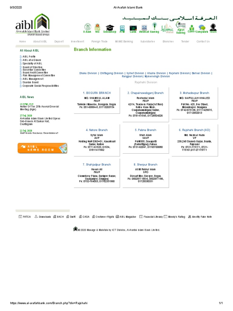 Al-Arafah Islami Bank | PDF | Financial Services | Banking