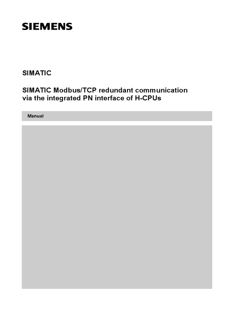 SIMATIC ModbusTCP For PN CPU Redundant English | PDF | Port (Computer Networking) | Transmission ...