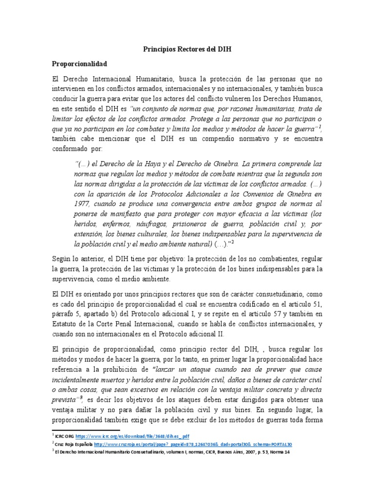 Principios Rectores Del DIH | PDF | Ley humanitaria internacional | Militar