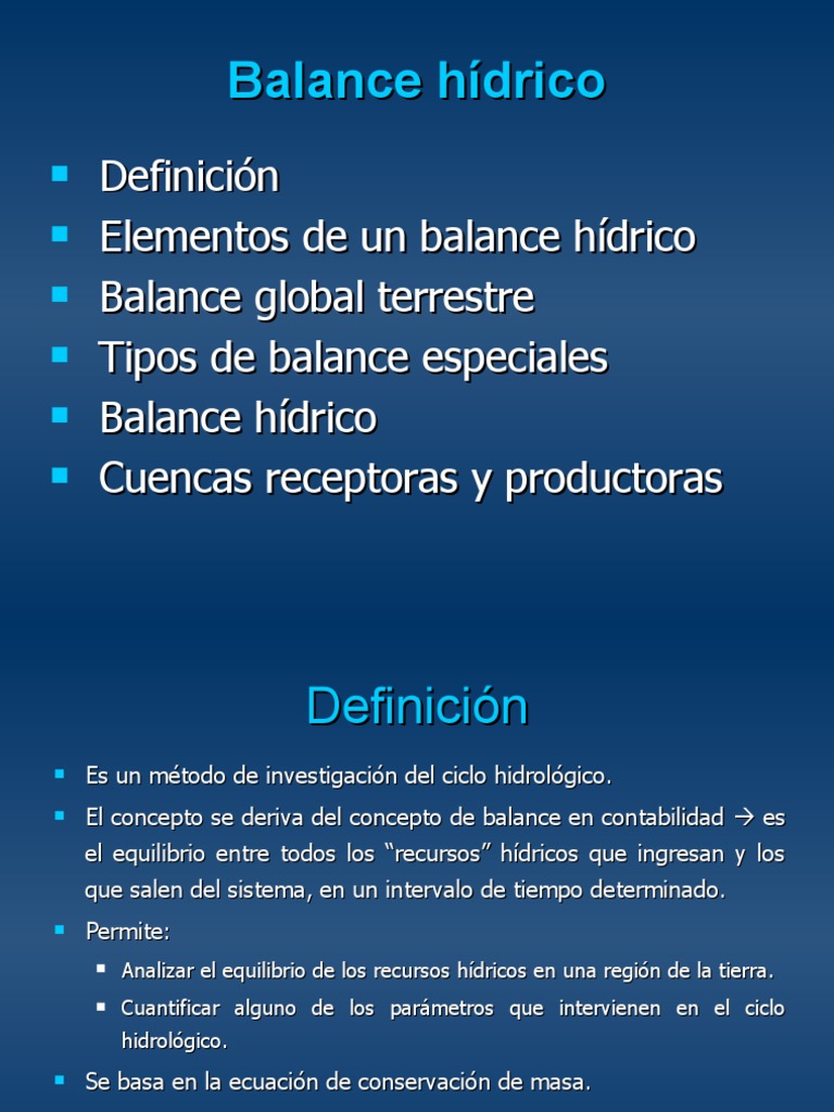 Balance Hídrico: Conceptos y Cálculos | PDF | Evaporación ...