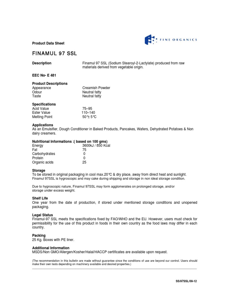 Finamul 97 SSL: Product Data Sheet | PDF