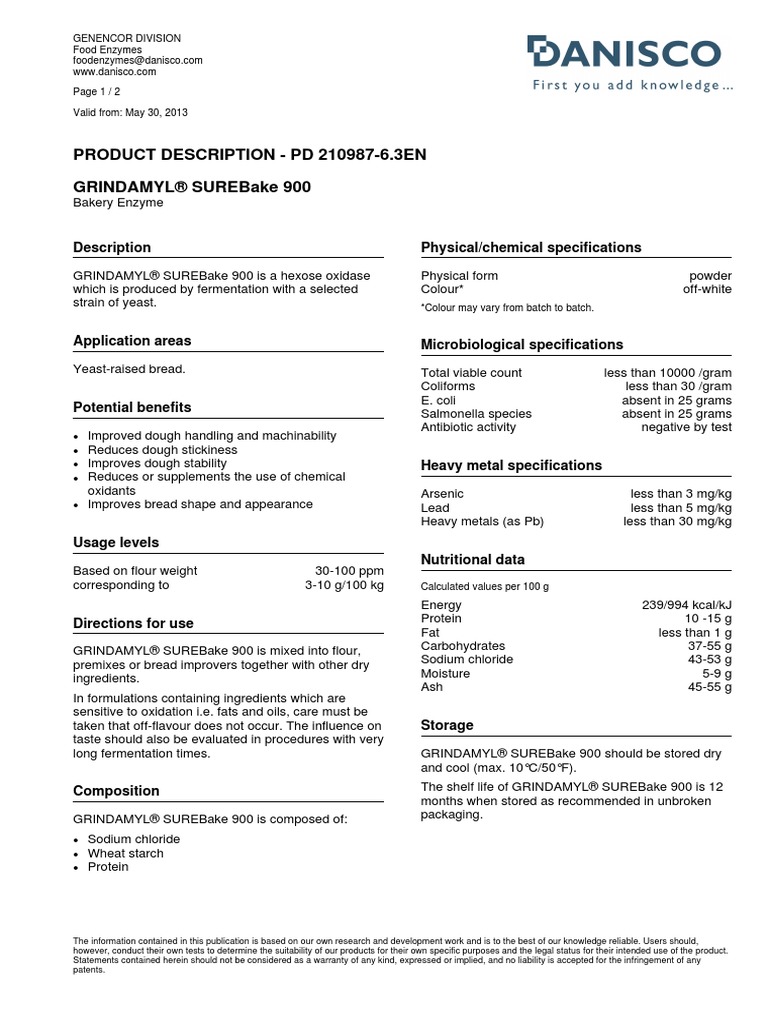 PD GRINDAMYL SUREBake 900 | PDF | Breads | Magnesium