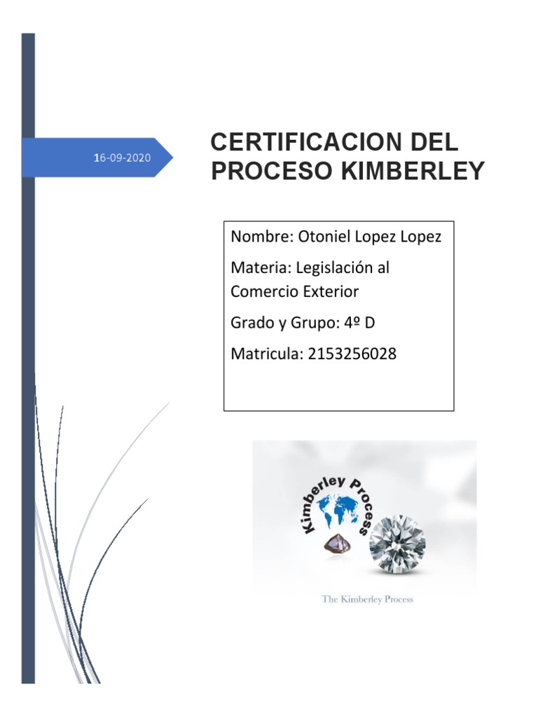 Certificación Del Proceso Kimberley | PDF | Diamante | Exportaciones