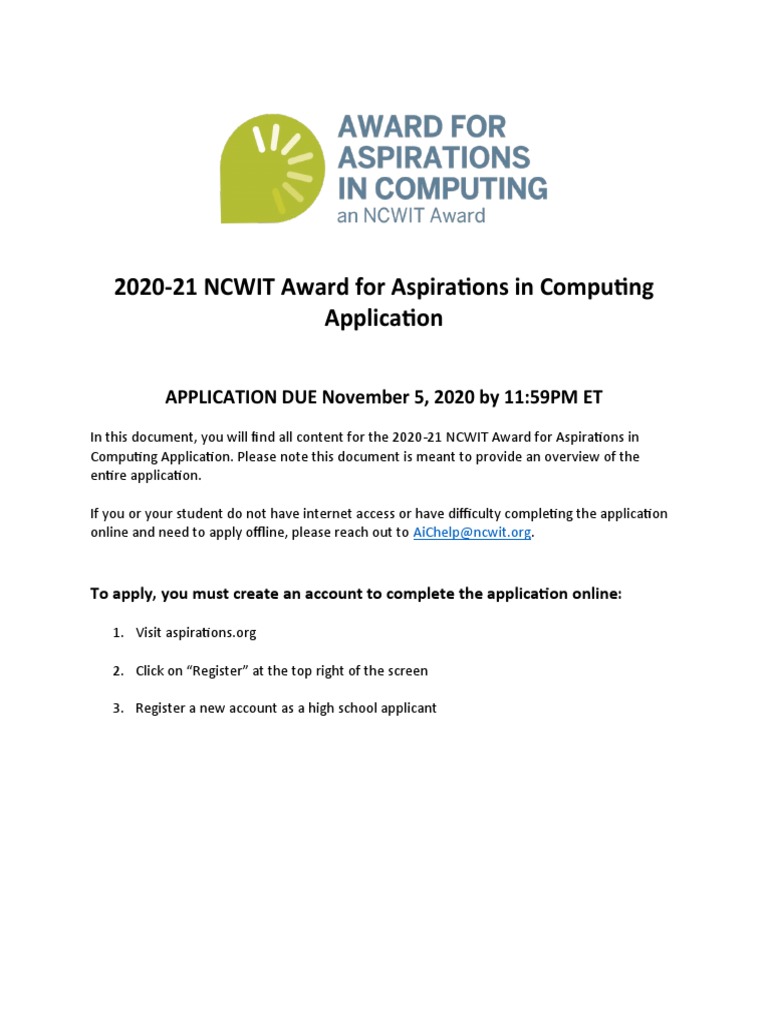 2020-21 AiC Award Application - ENG | PDF | Text Messaging | Online And ...