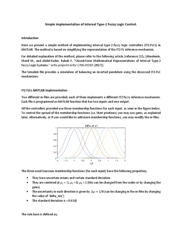 Explanation of The Simple Implementation of IT2FLC | PDF | Fuzzy Logic | Matlab