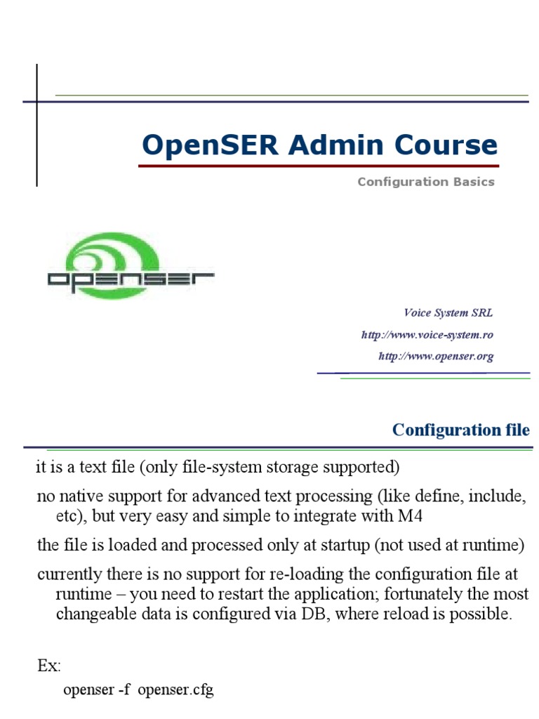 Learning OpenSER Configurations | PDF | Session Initiation Protocol ...