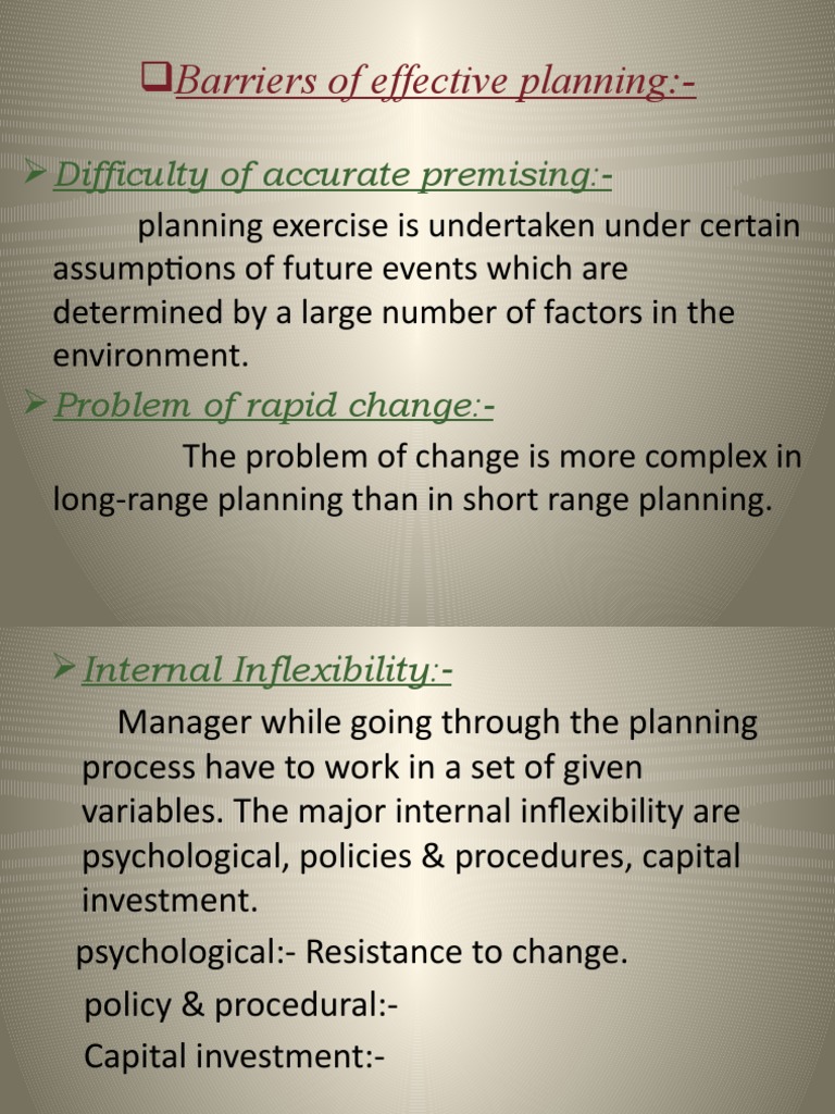 Barriers to Effective Planning in Management | PDF | Business | Finance ...