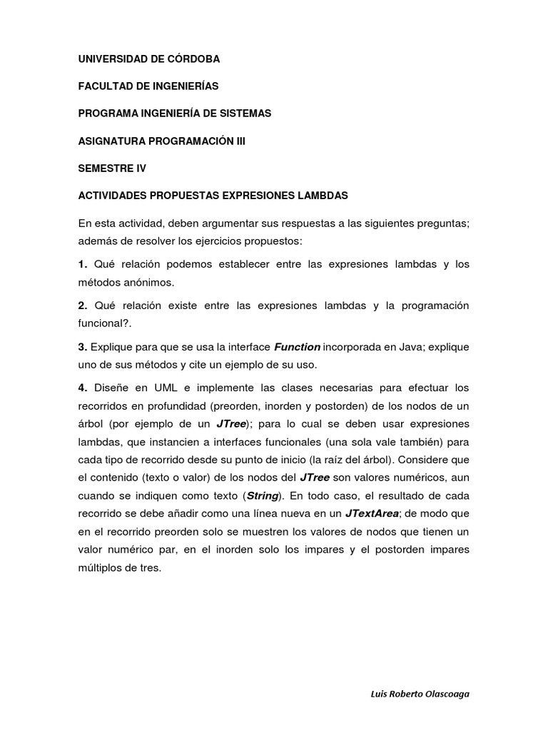 Trabajo Expresiones Lambdas | PDF
