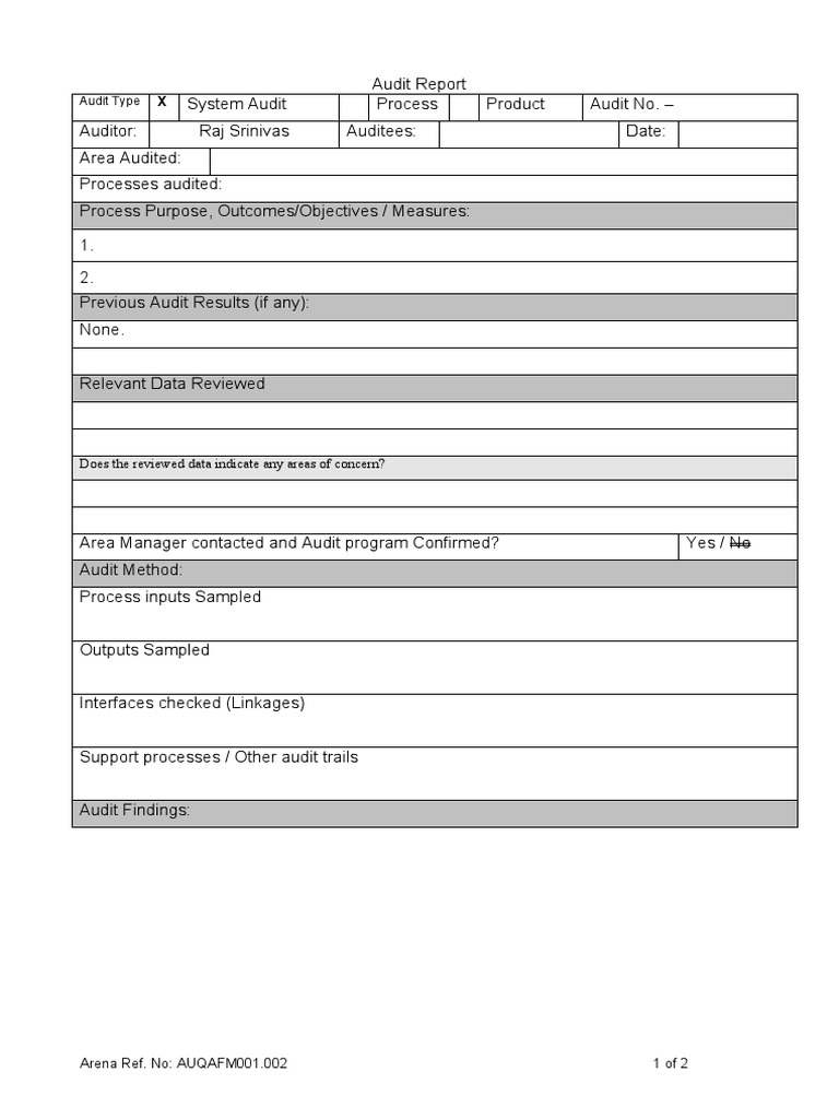 AUQAFM001.002 - Audit Report | PDF