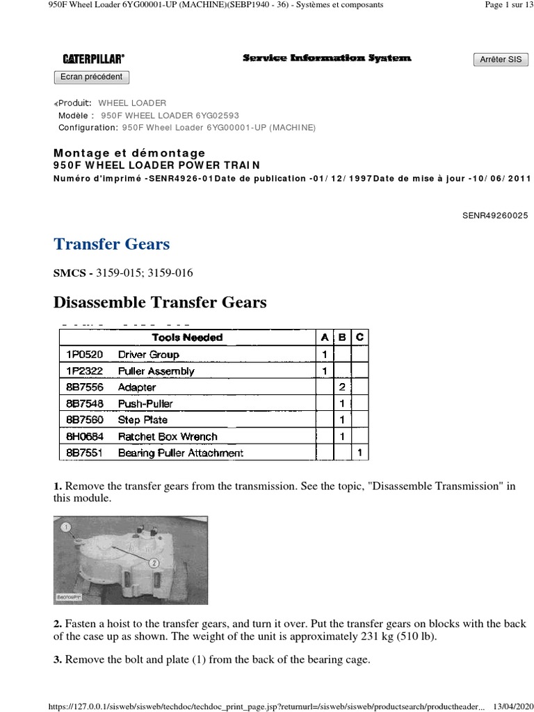 Cat 950F Transmission PDF | PDF | Transmission (Mechanics) | Bearing ...