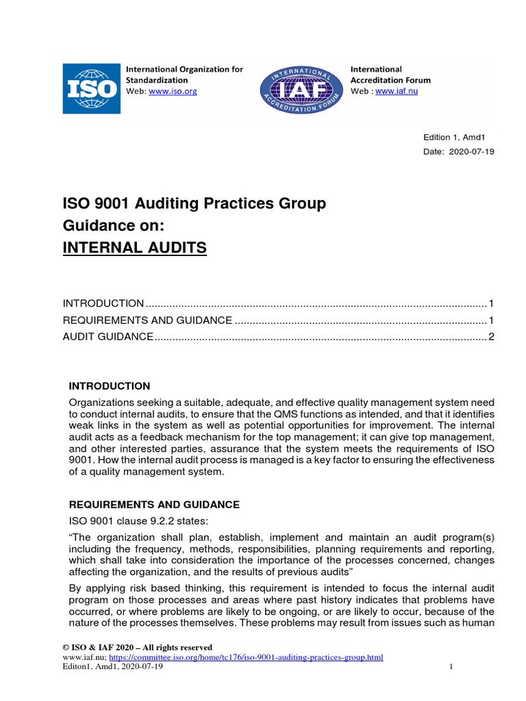 ISO 9001 Auditing Practices Group Guidance On: Internal Audits ...