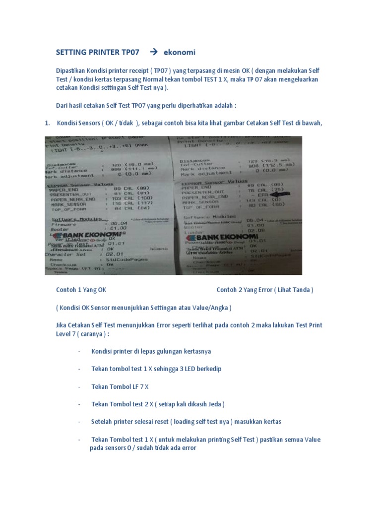 Setting Printer TP07 - Be | PDF