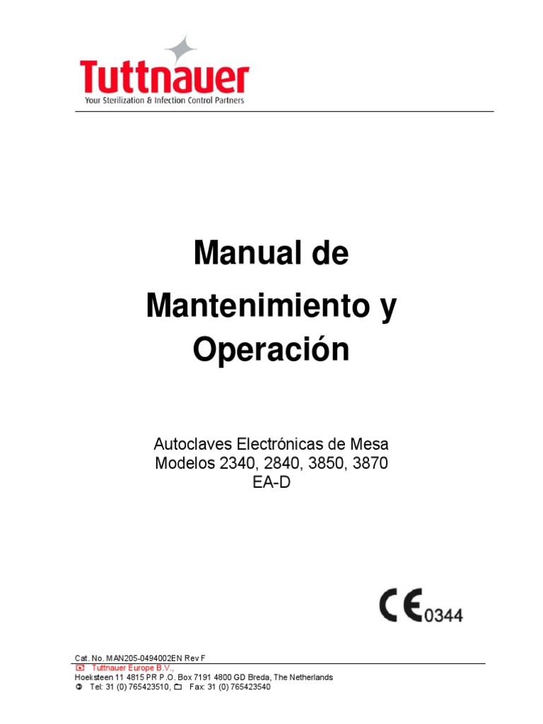 Autoclave de Mesa - 2340-2840-3850-3870 EA D Line - Manual de Uso ... Autoclave de Mesa - 2340-2840-3850-3870 EA D Line - Manual de Uso ...