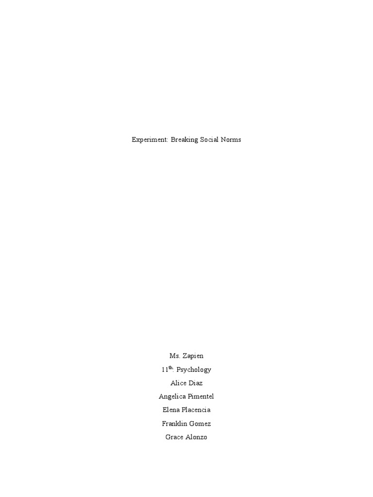 Breaking Social Norms | PDF | Psychology | Behavioural Sciences