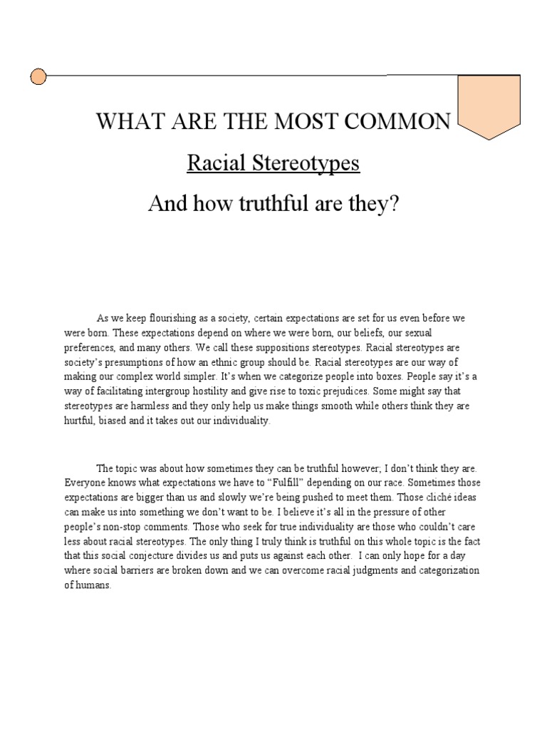 Racial Stereotypes: Harmful Social Constructs that Divide Rather than ...