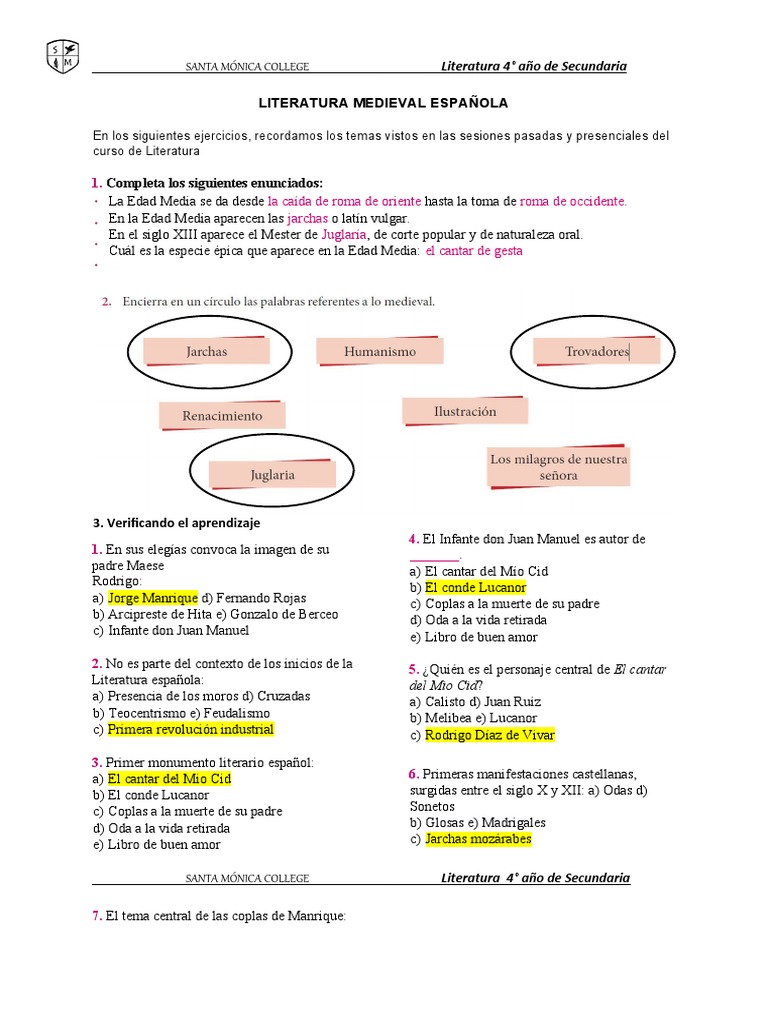 LITERATURA - Tarea Resuelta | PDF | Literatura europea | Literatura española