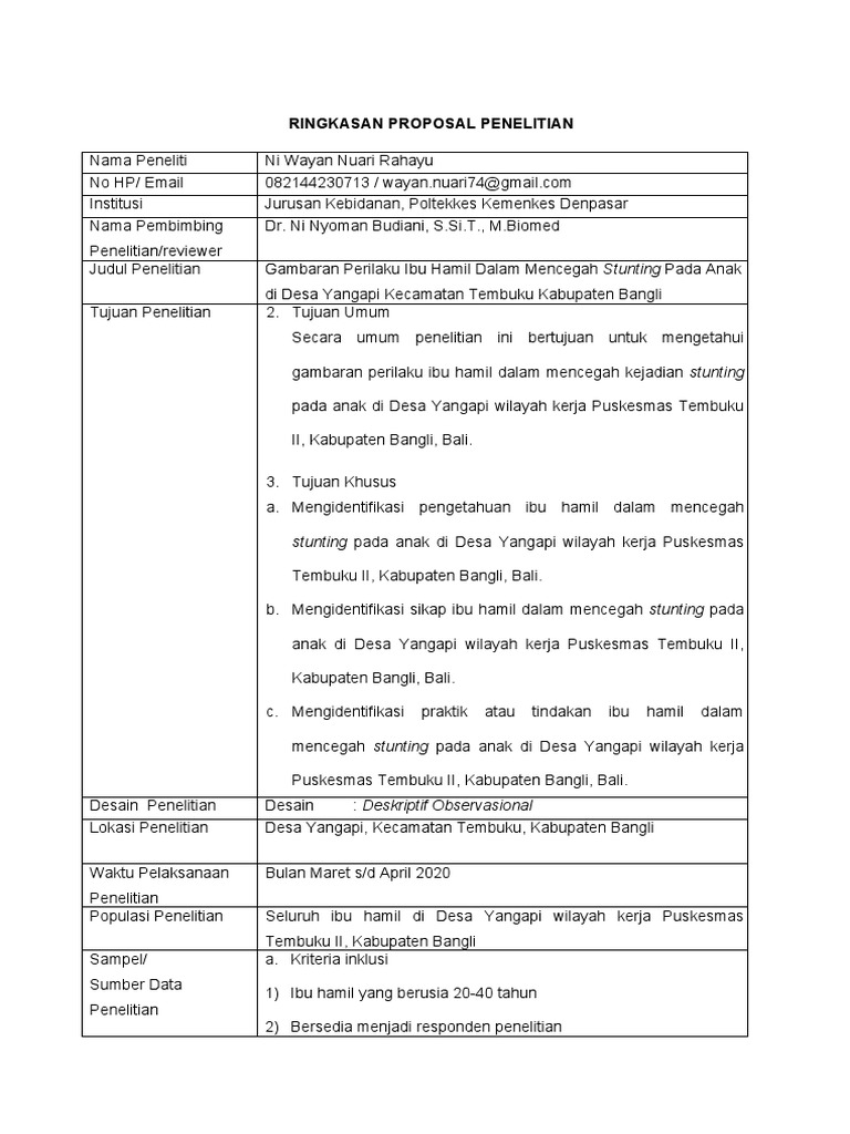 Format Ringkasan Proposal | PDF