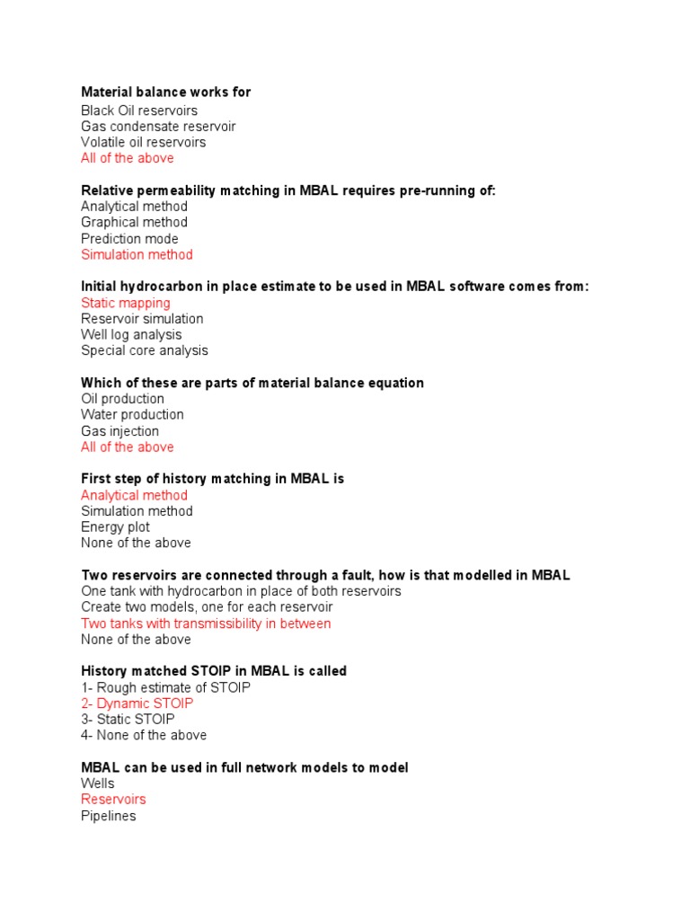 Applied Material Balance (MBal) Model Answer | PDF