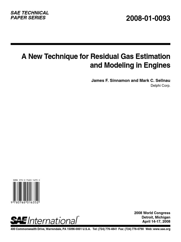 Sae Technical Paper Series: James F. Sinnamon and Mark C. Sellnau | PDF ...