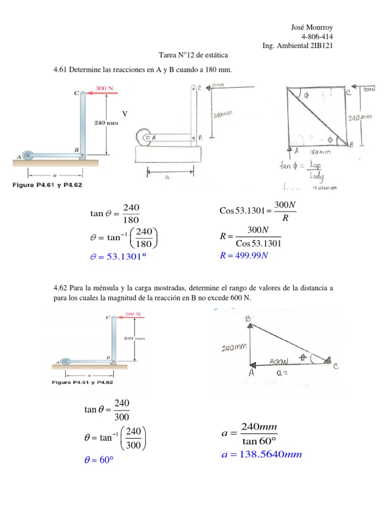 Tarea 12 de Estatica PDF | PDF | Ingeniería mecánica | Naturaleza