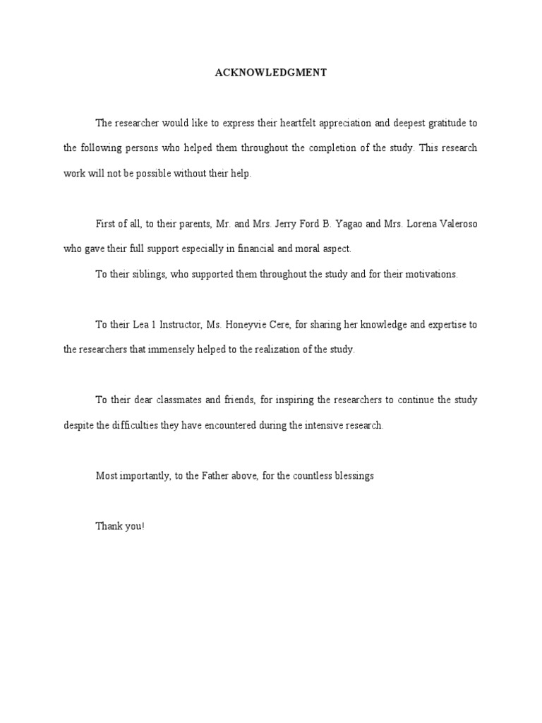 ACKNOWLEDGEMENT | PDF | Cooking | Food And Drink