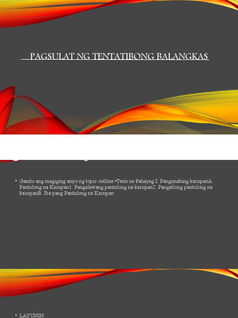 Pagsulat NG Tentatibong Balangkas | PDF