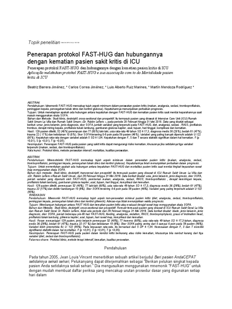 Protokol FAST-HUG di ICU | PDF