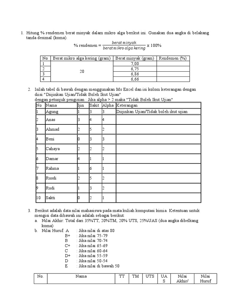 Cara menghitung rendemen minyak dalam mikroalga | PDF