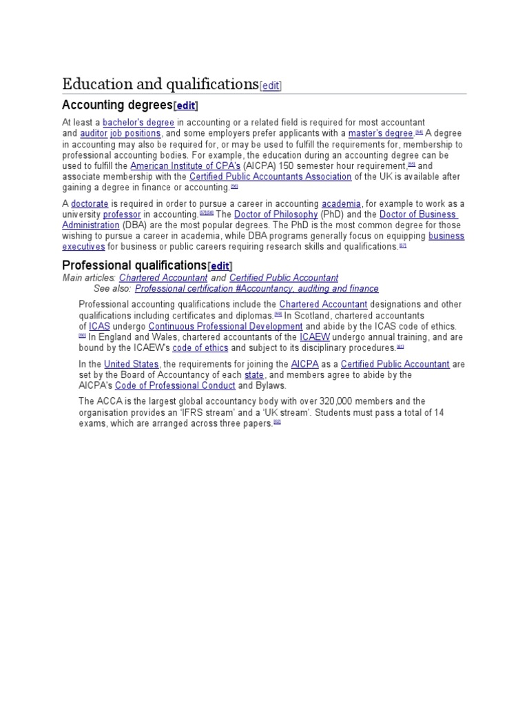Accounting Education & Qualifications | PDF | Career & Growth | Finance ...