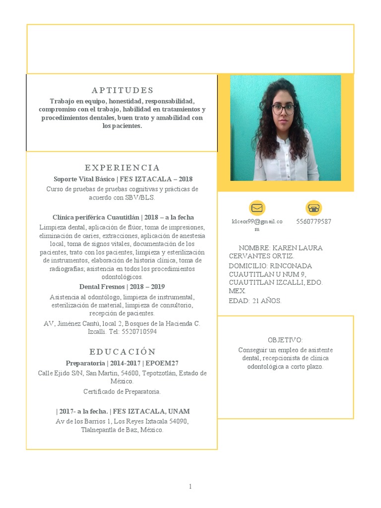 CV Asistente Dental | PDF | Ciencias de la Salud | Medicina CLINICA