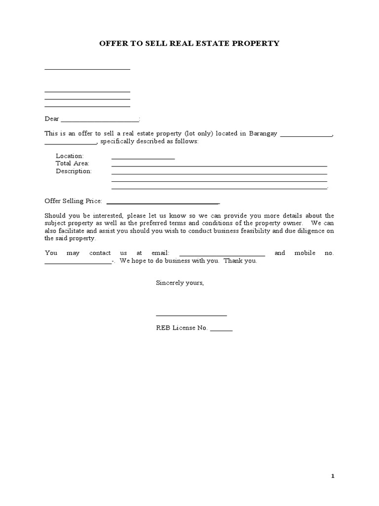 Real Estate Property Sale Offer | PDF
