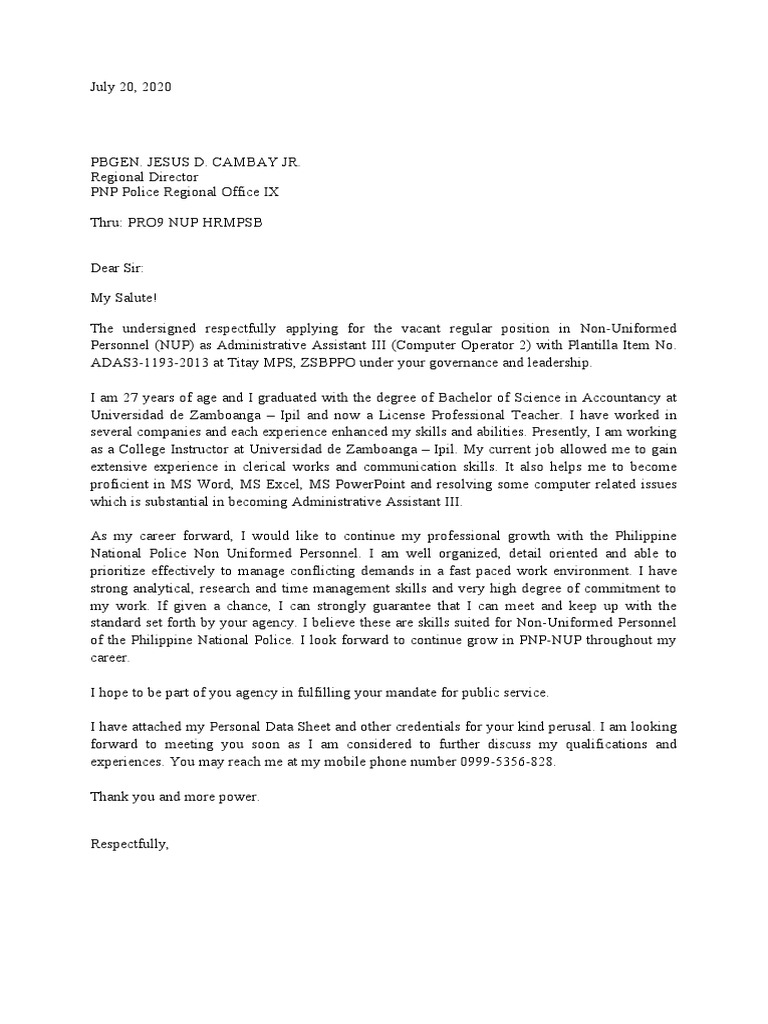 NUP App. Letter | PDF