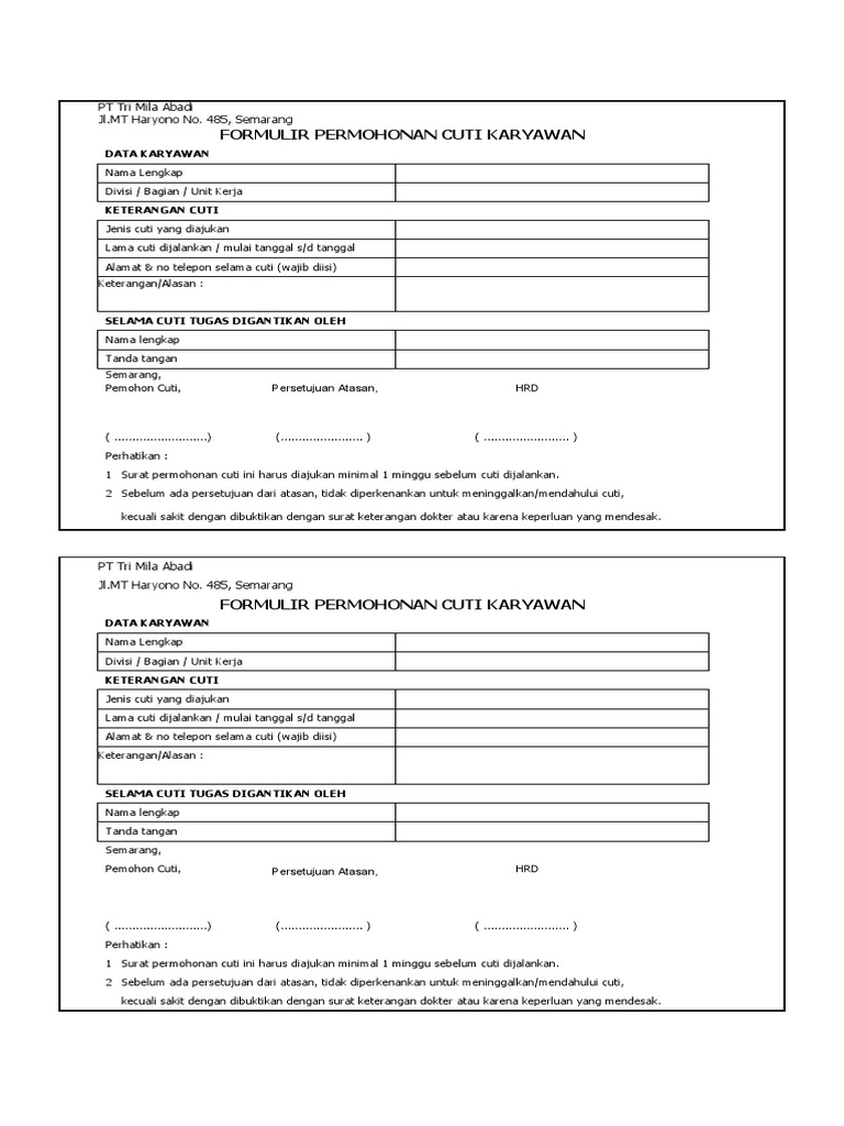 Form Cuti & Ijin | PDF