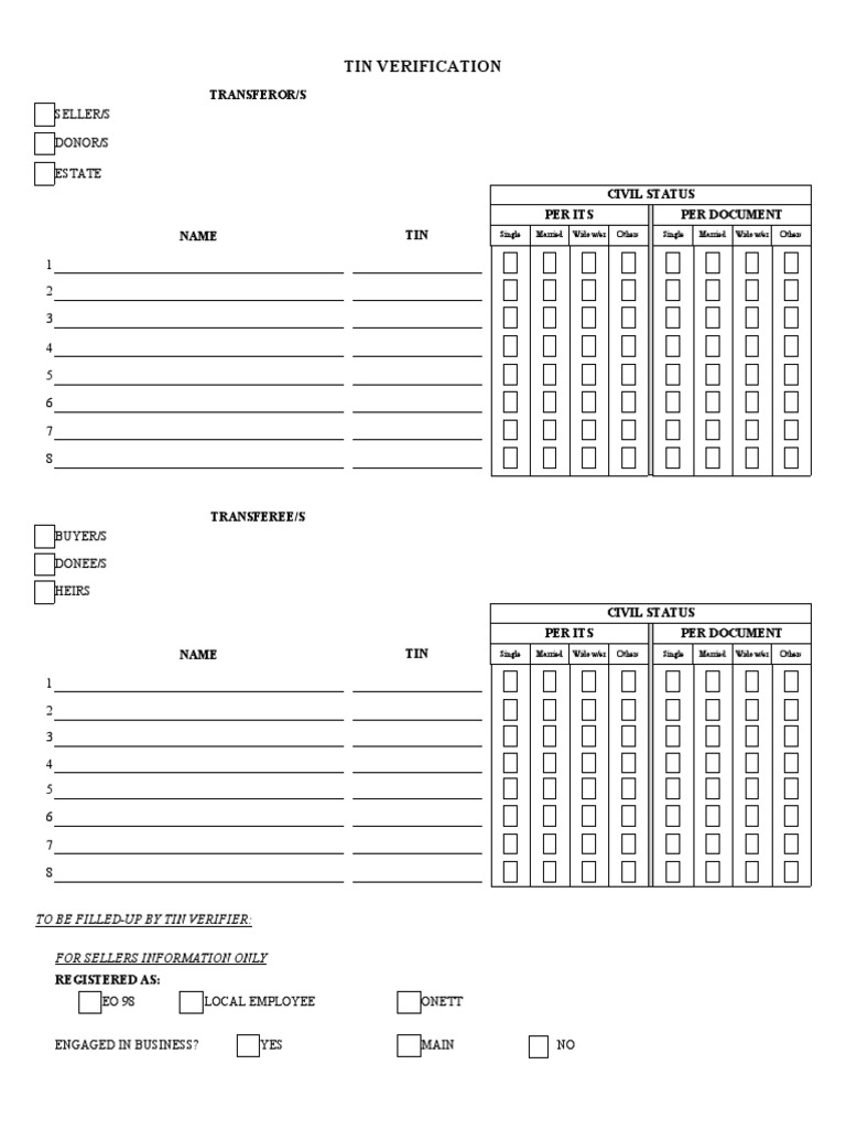 Tin Verification Template | PDF