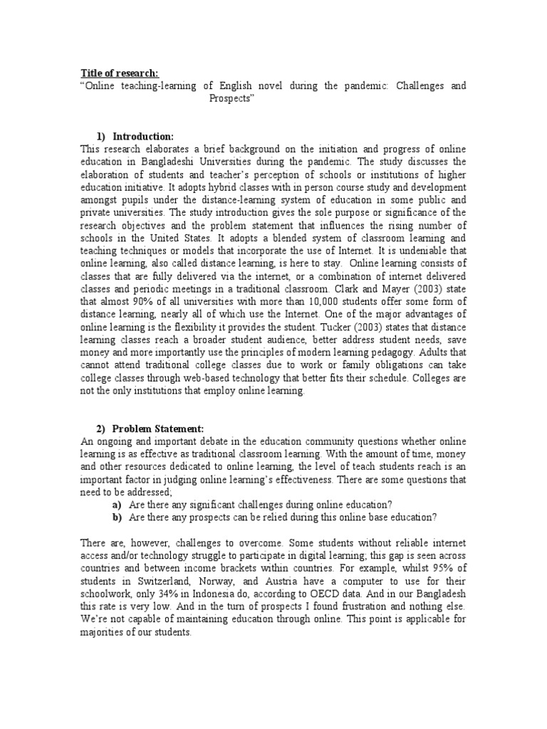 Sample Research Proposal | PDF | Educational Technology | Distance ...
