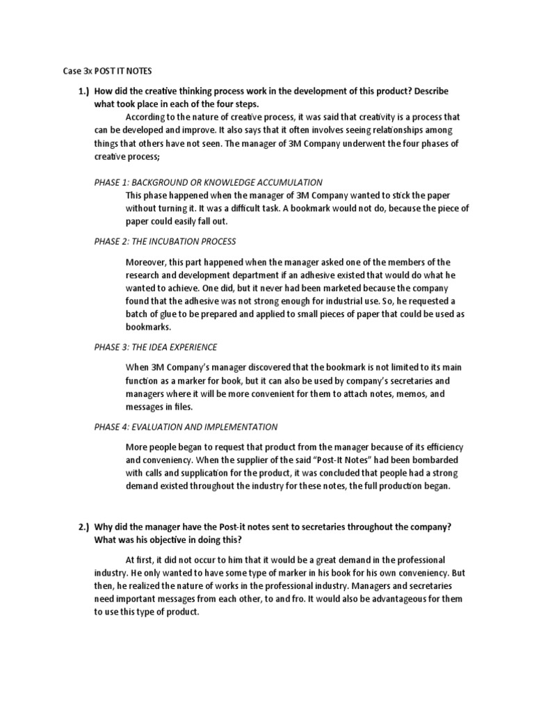 Case 3x Post It Notes | PDF | Adhesive | Idea