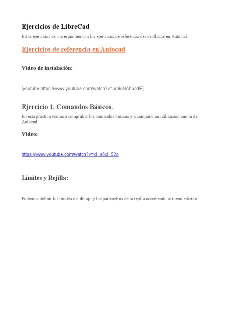 Ejercicios de LibreCad | PDF | Matriz (Matemáticas) | Youtube