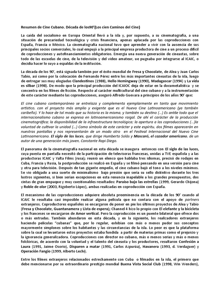 Cine Cubano en los 90: Crisis y Creatividad | PDF | Cuba | Cine