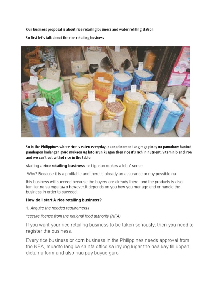 Our Business Proposal Is About Rice Retailing Business and | PDF ...