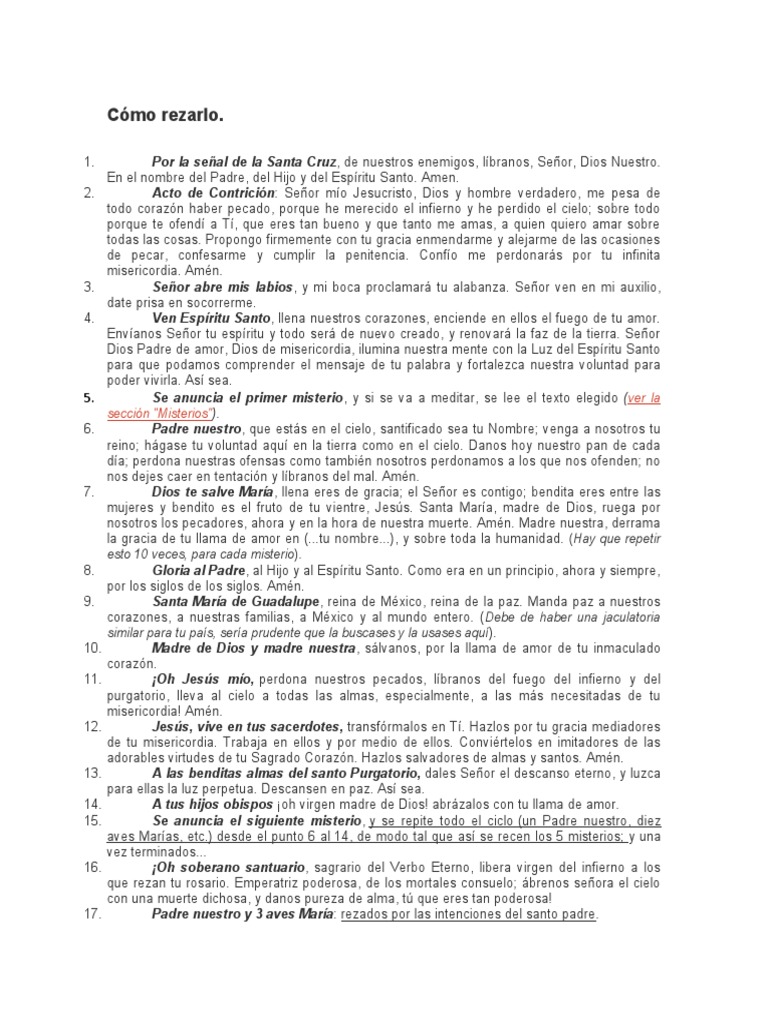 Guia Para Rezar El Rosario Pdf Purgatorio María Madre De Jesús