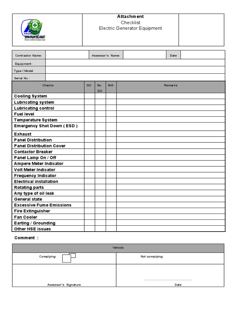 Form Check List Genset | PDF